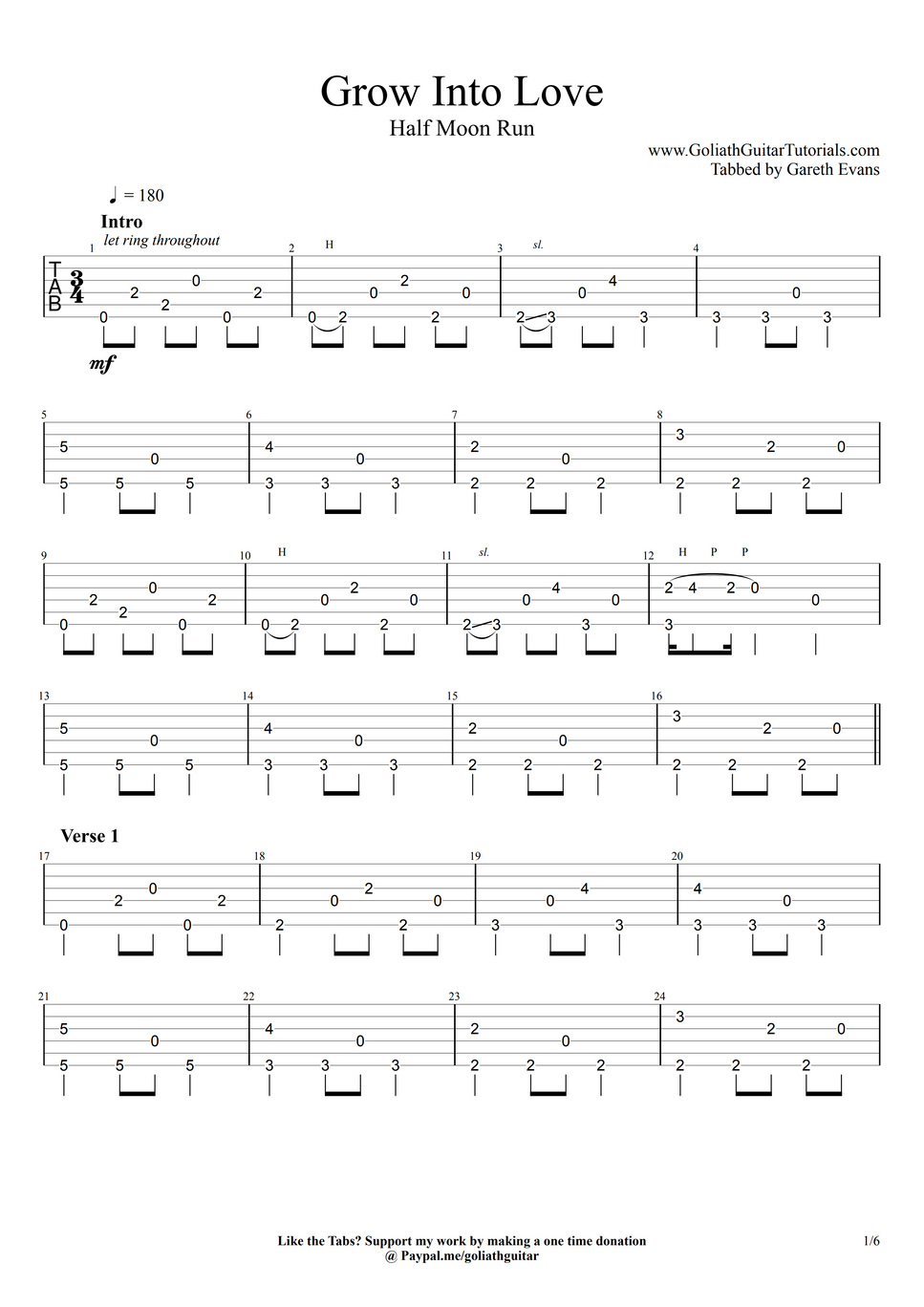Half Moon Run Grow Into Love By Goliath Guitar Tutorials Partition