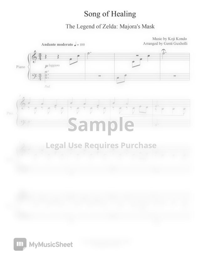 Koji Kondo - Song of Healing - The Legend of Zelda: Majora's Mask by Genti Guxholli Sheet Music