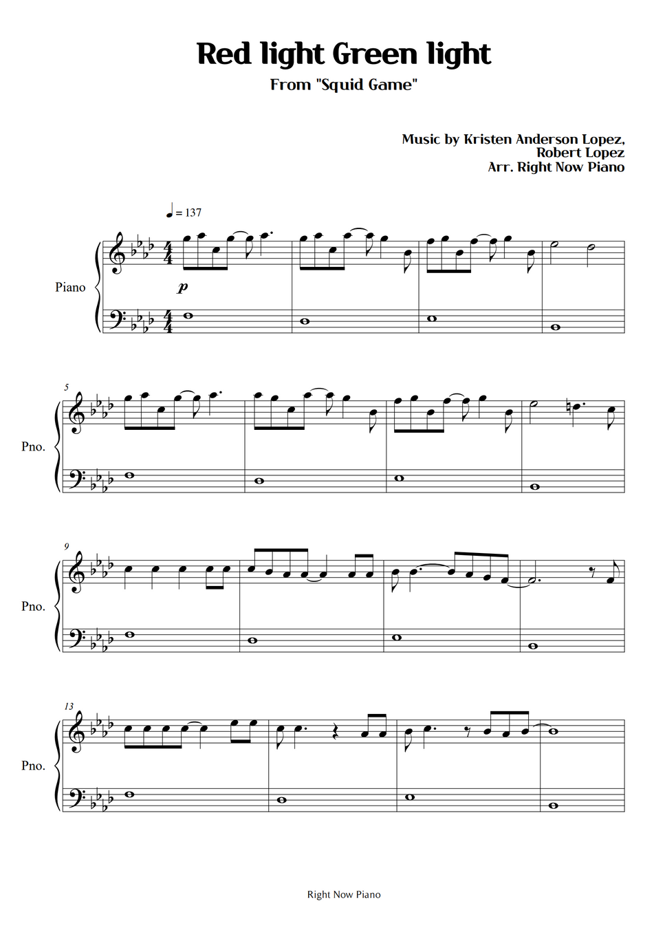 FROZEN - Let It Go (Easy Piano) by Right Now Piano แผ่น