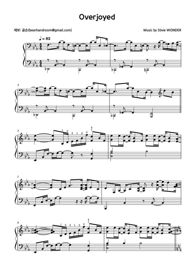 stevie wonder - overjoyed by 곰손 Sheet Music