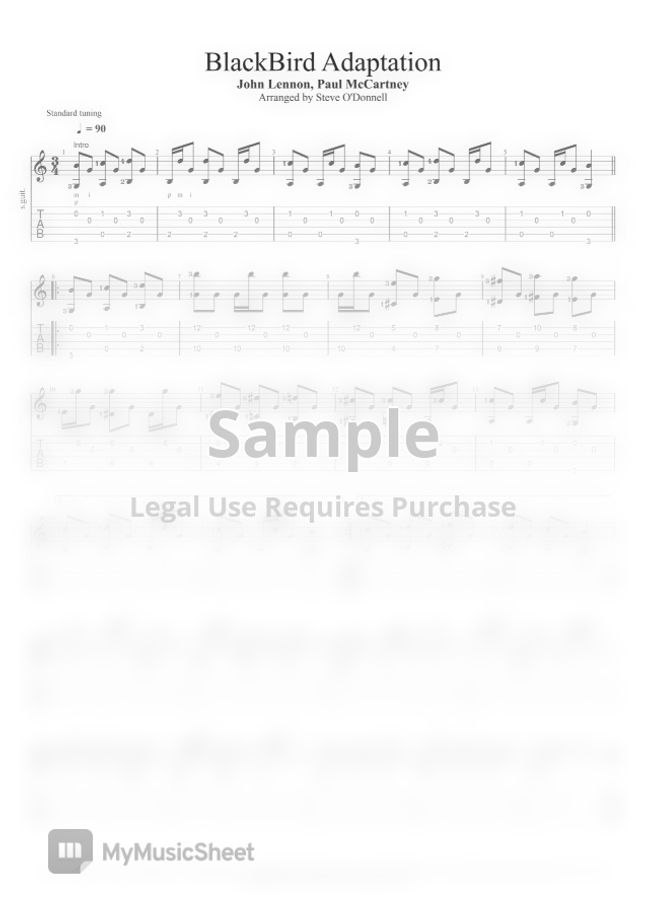 John Lennon Paul Mccartney Blackbird Sheet Music
