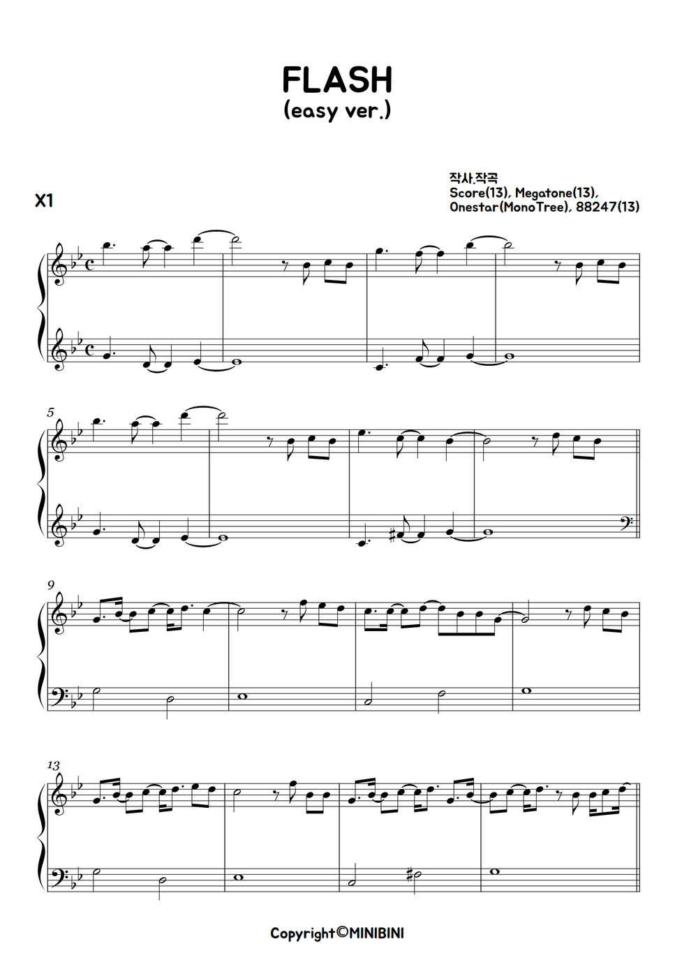 X1 (엑스원) - FLASH [Easy Version] Notenblatt