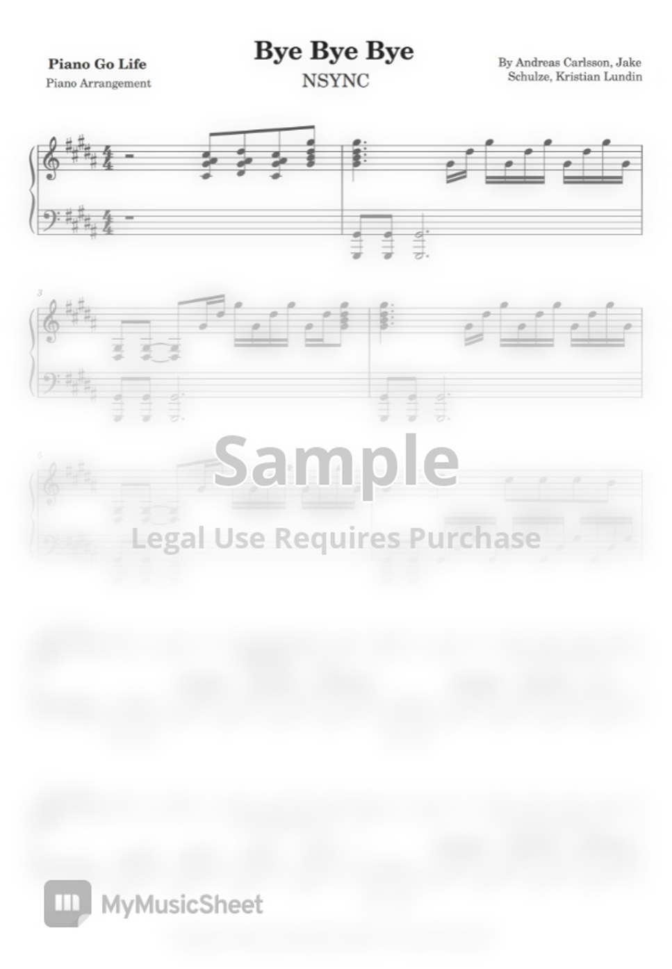 NSYNC - Bye Bye Bye Lembar Musik by Piano Go Life