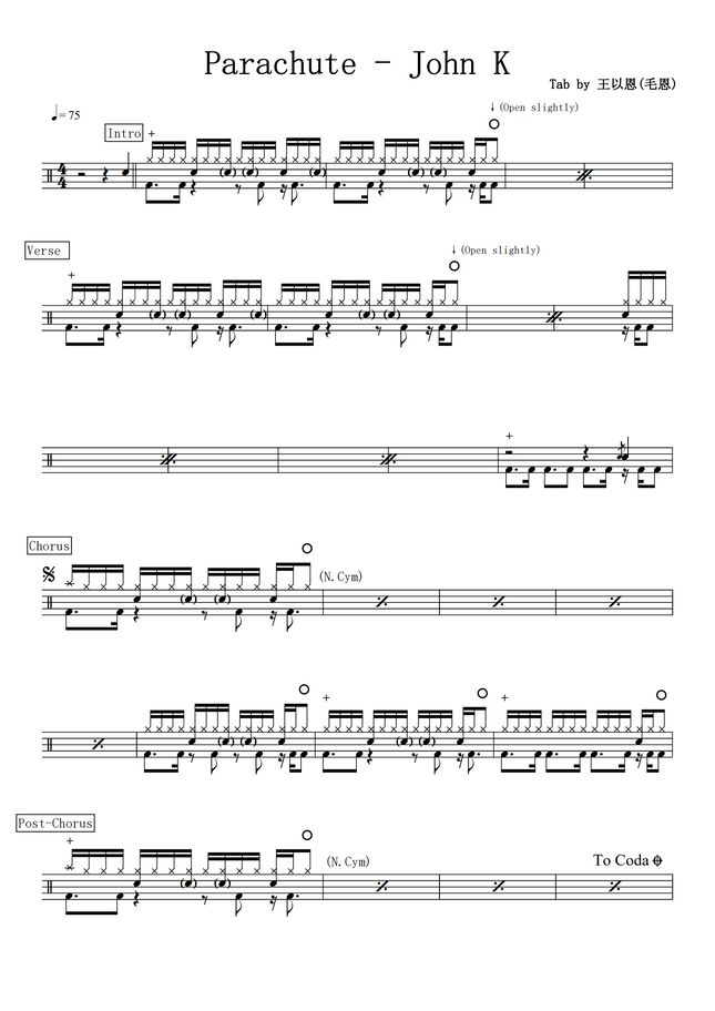 John K - Parachute by MouWang Sheet Music