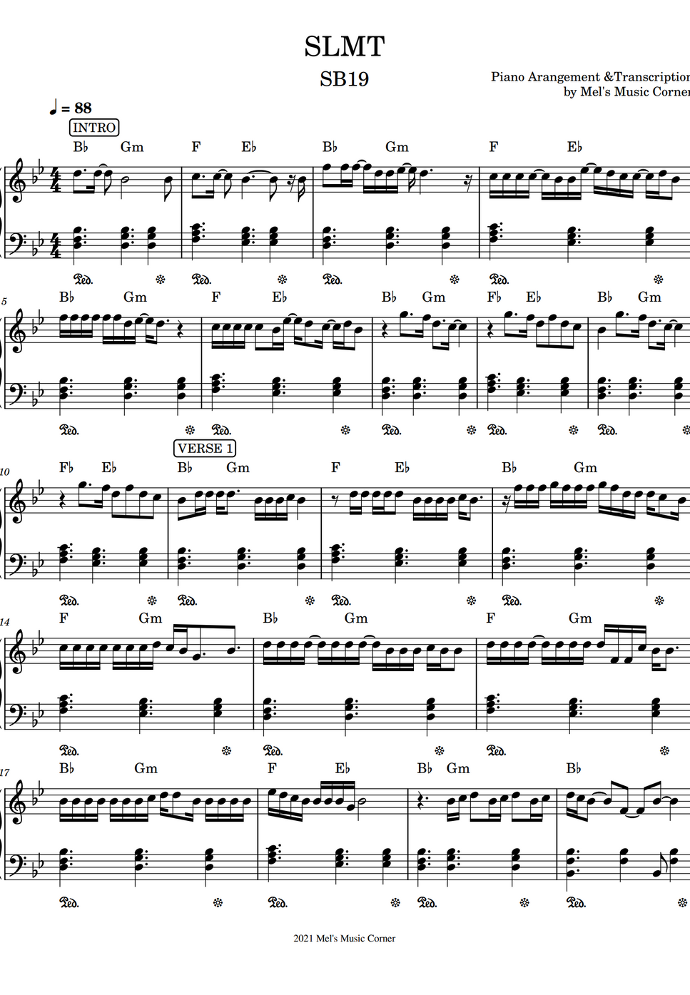 SB19 - SLMT (piano sheet music) by Mel's Music Corner Sheet
