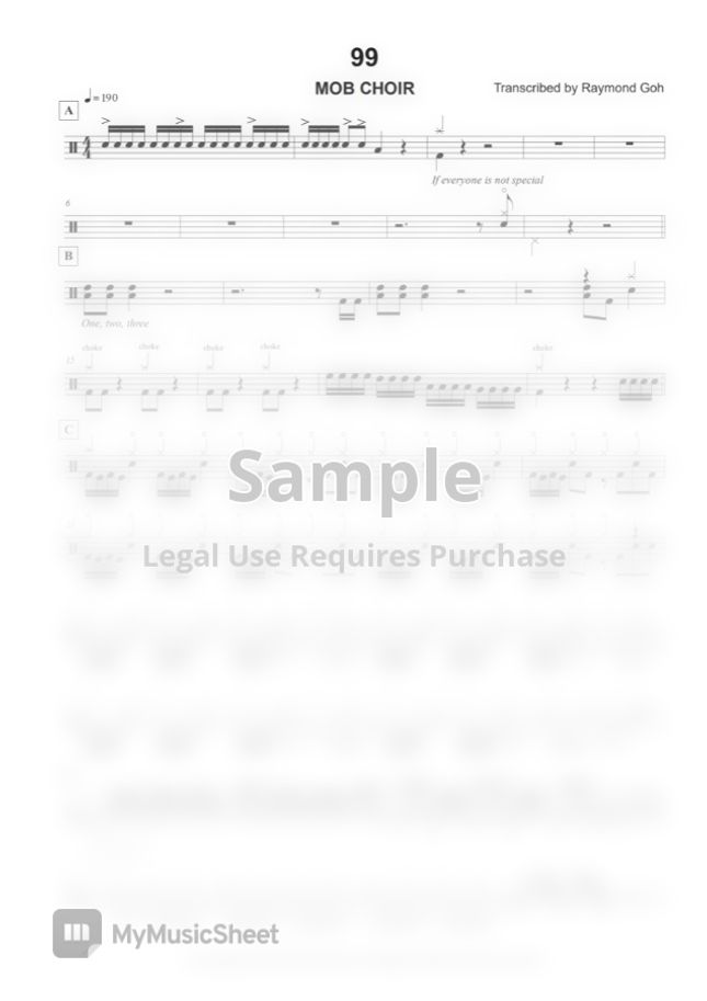 Mob Choir - 99 (Mob Psycho 100) by Raymond Goh Sheet Music