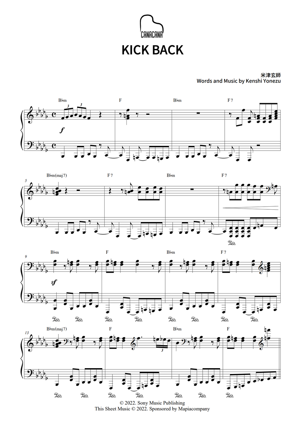 Chainsaw Man - KICK BACK by CANACANA family Sheet