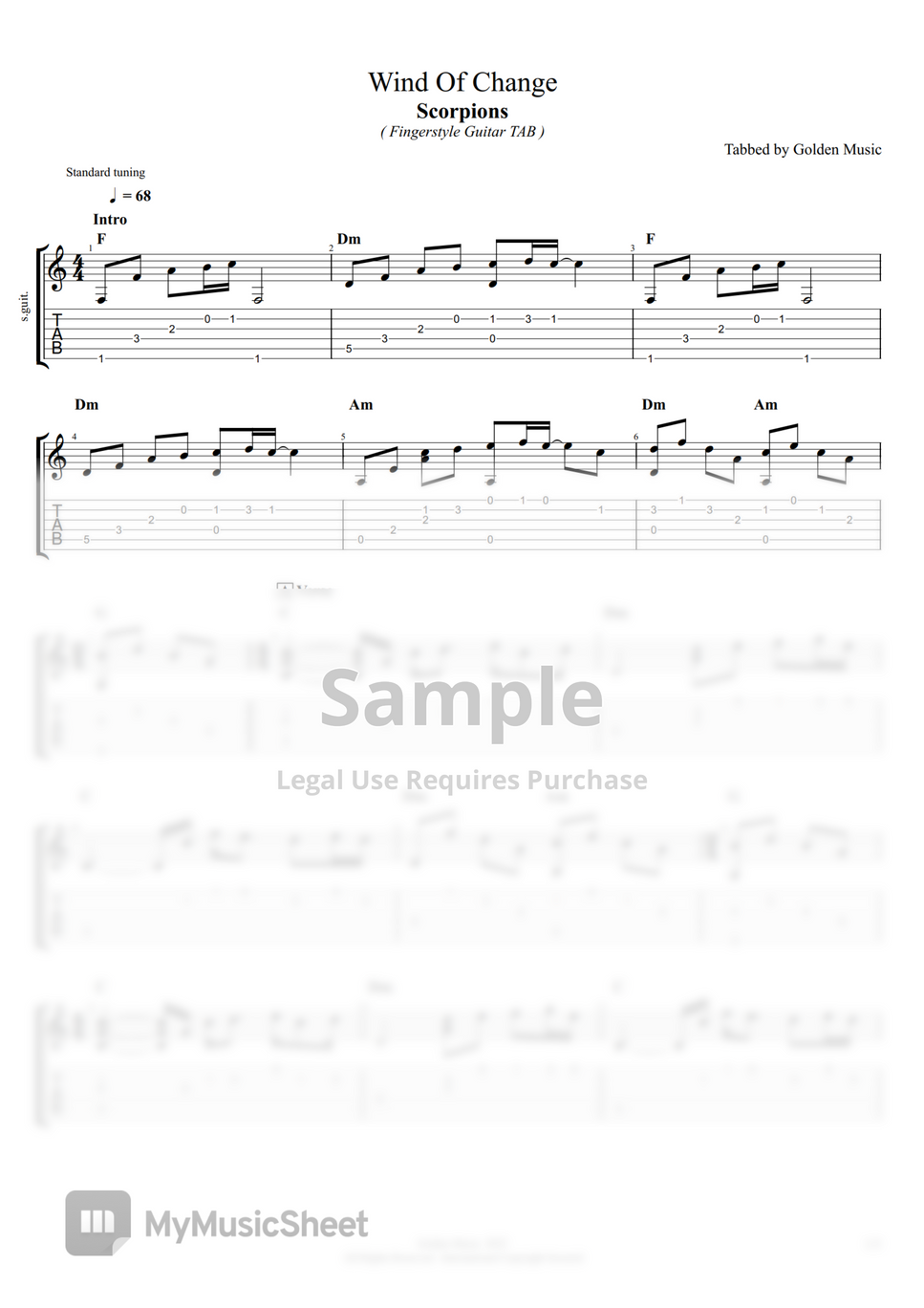 Scorpions - Wind Of Change (Fingerstyle Guitar Cover) by Golden Music Nuty