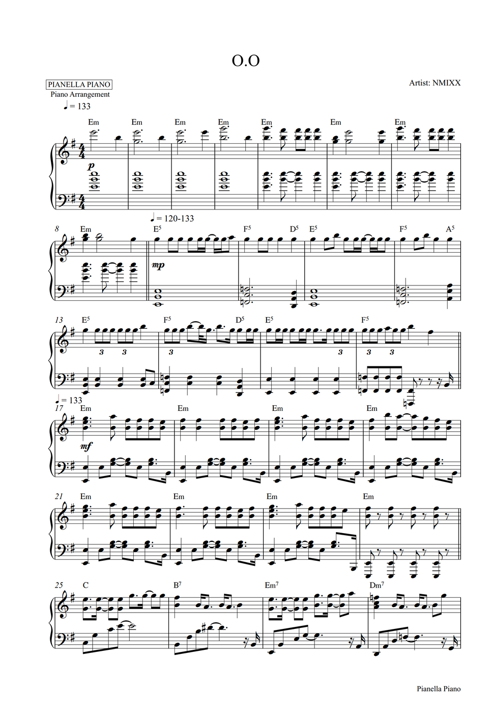 NMIXX - O.O (Piano Sheet) by Pianella Piano 樂譜