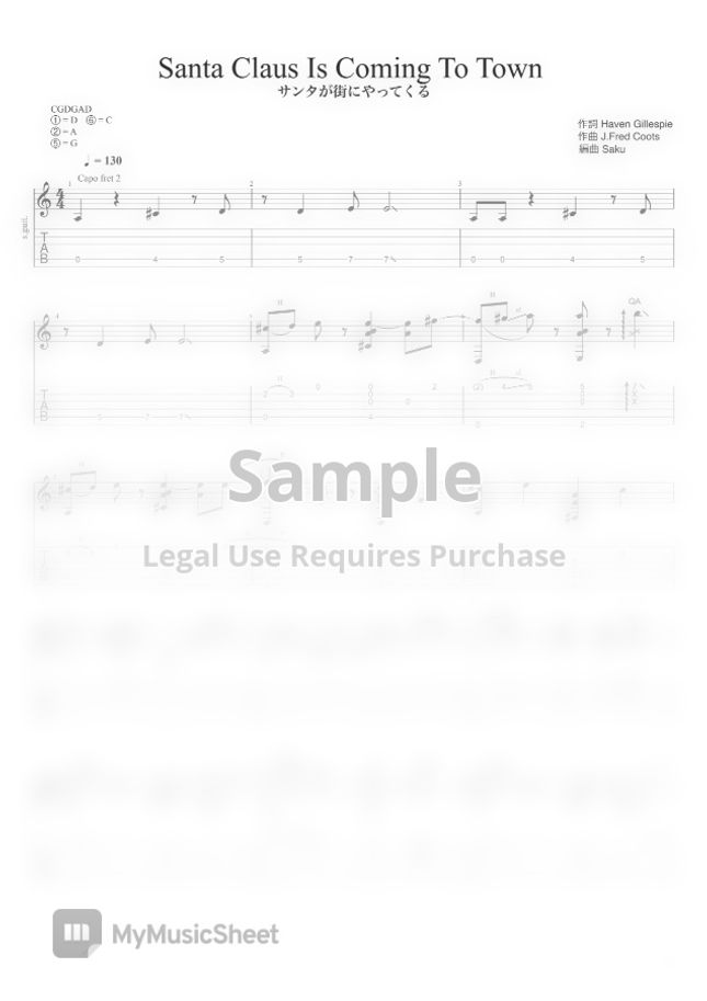 Michael Buble - Santa Claus Is Coming To Town by Saku tab Sheet Music