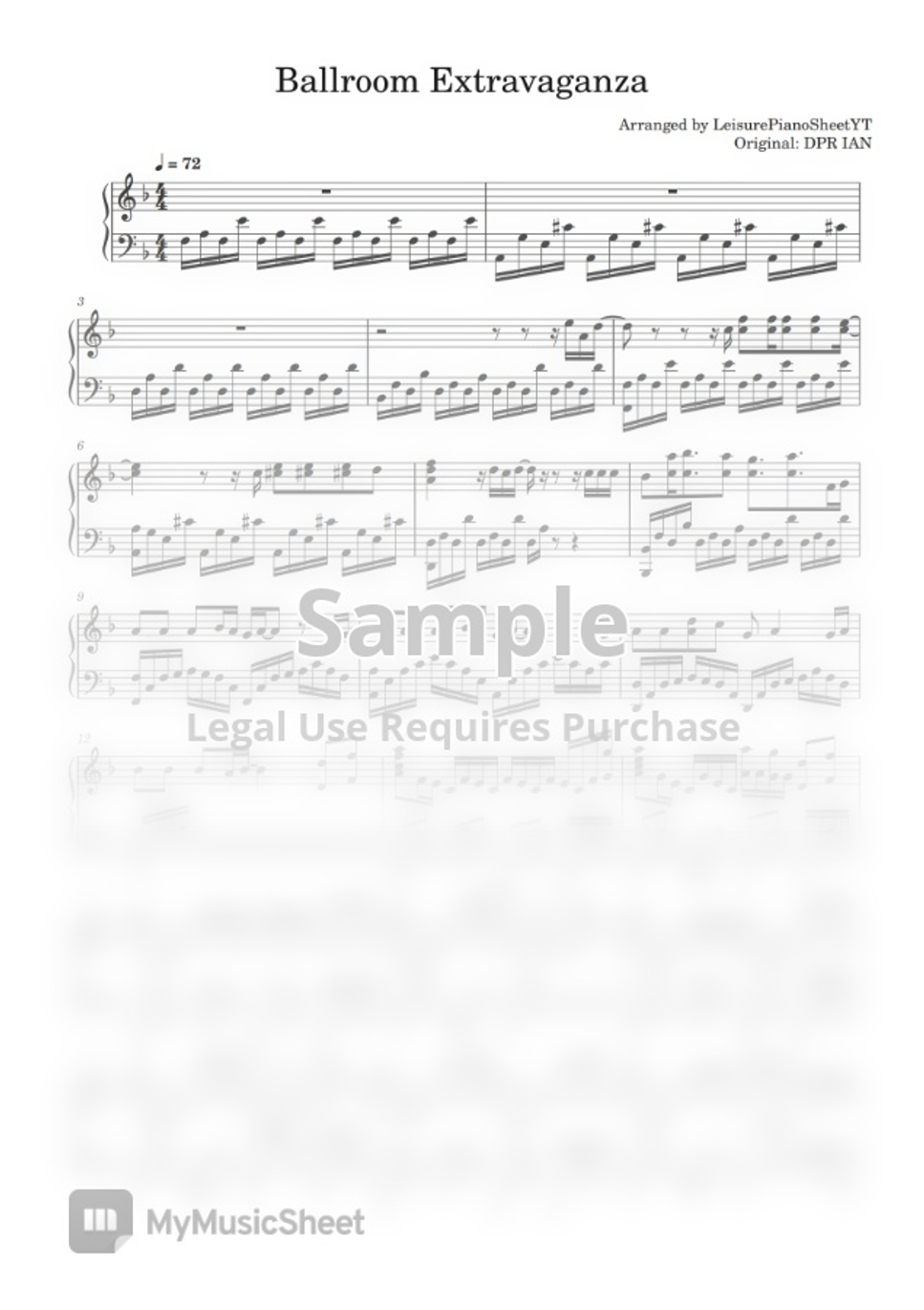 Dpr Ian - Ballroom Extravaganza by Leisure Piano Sheets YT शीट