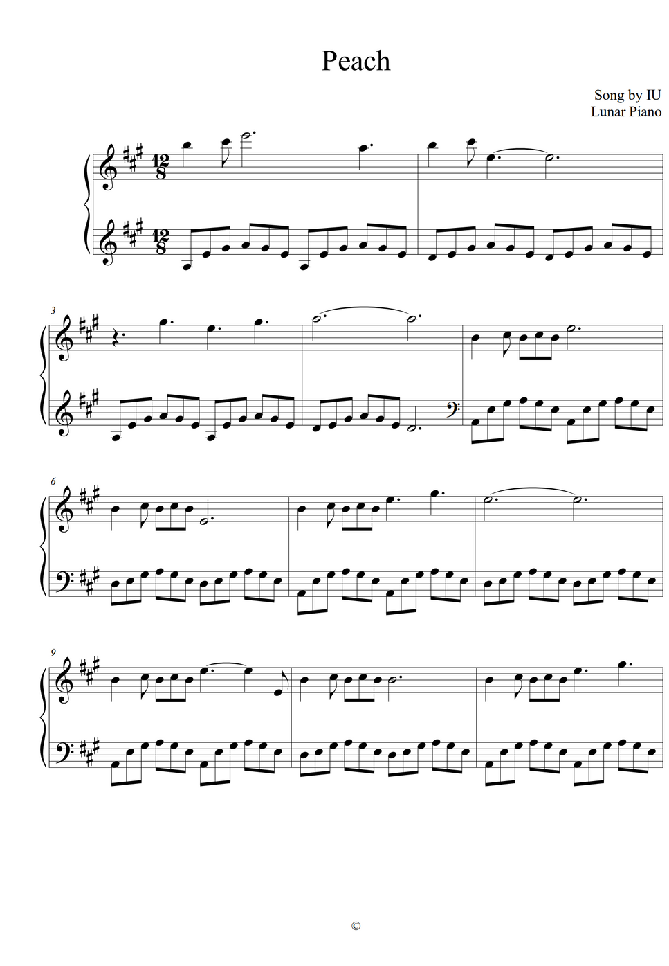 IU - Peach by Lunar Piano Hoja