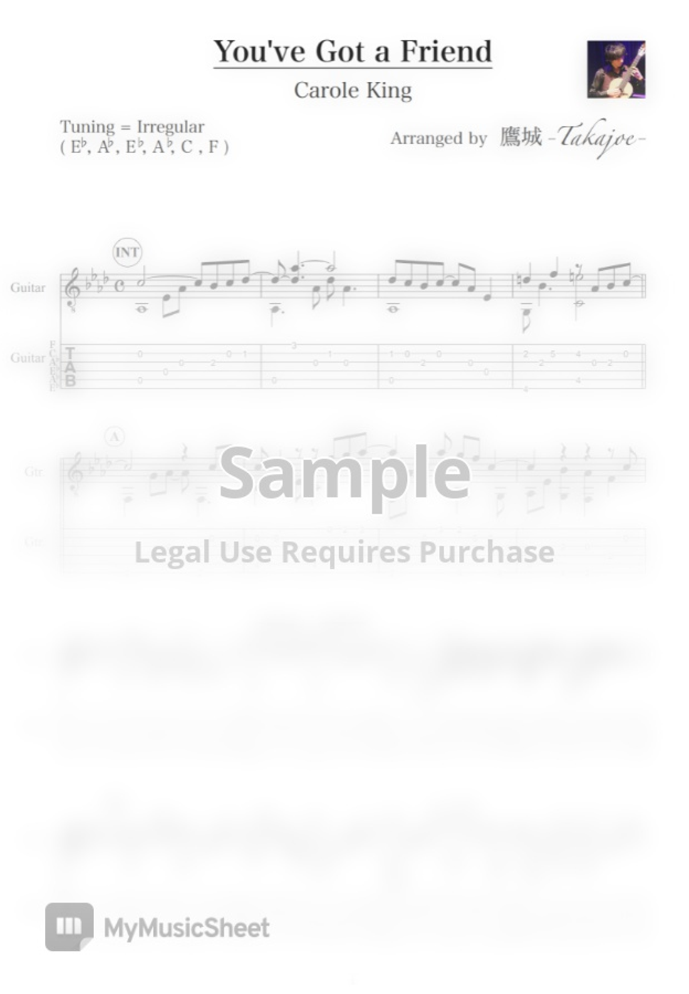 Carole King - You’ve Got a Friend Tab + 1staff by 鷹城-Takajoe-