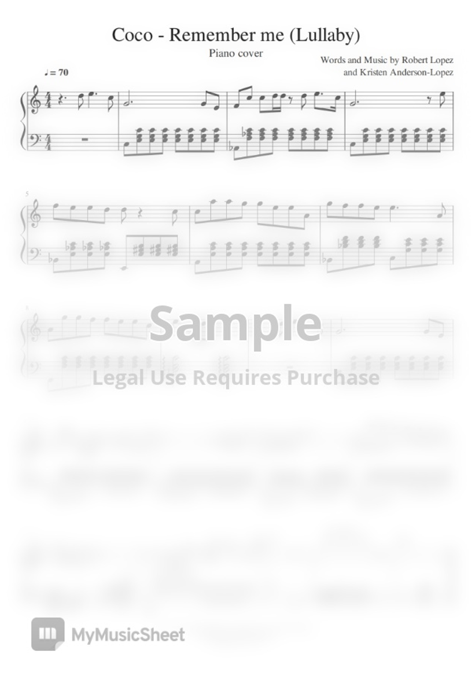 Kristen Anderson-Lopez & Robert Lopez - Remember me (Coco) by Scores4piano Partition musicale