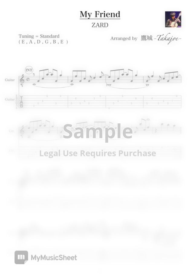 ZARD - My Friend ([SLAM DUNK] ed) by Takajoe tab Sheet Music