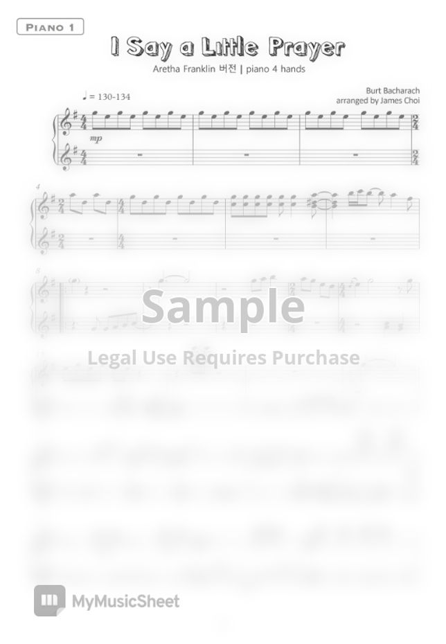 Aretha Franklin - I Say a Little Prayer (4 hands) by JC Sheet Music