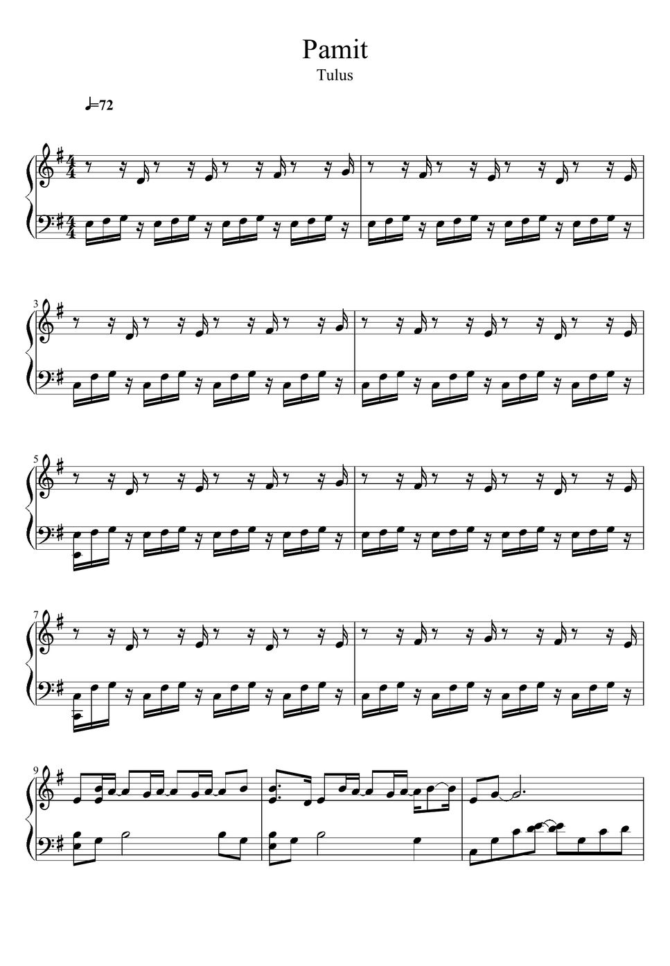 Tulus - Pamit Sheet by Henry William