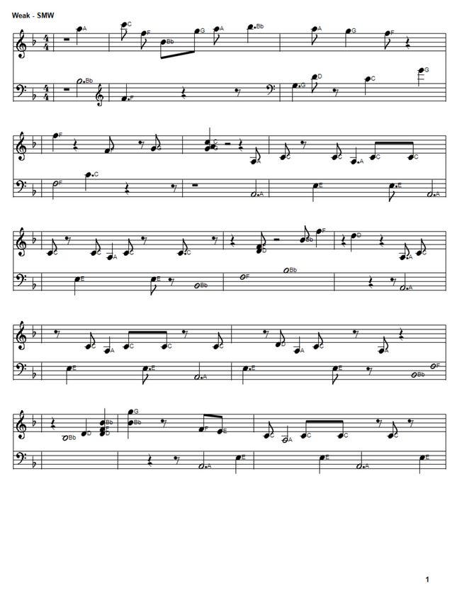 SWV - Larissa Lambert - Weak Sheet Music