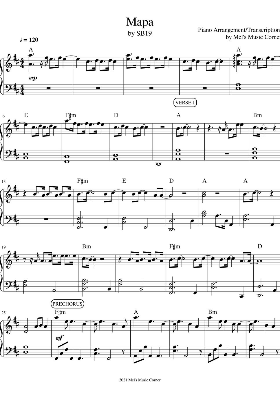 SB19 - Mapa (piano sheet music) แผ่น by Mel's Music Corner