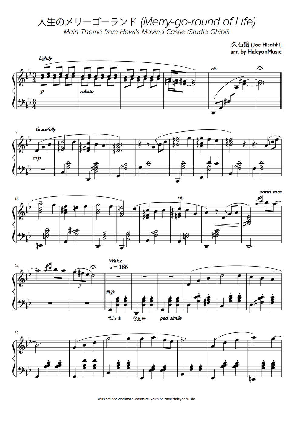 Joe Hisaishi - Merry-go-round of Life (Howl's Moving Castle) Nuty by ...