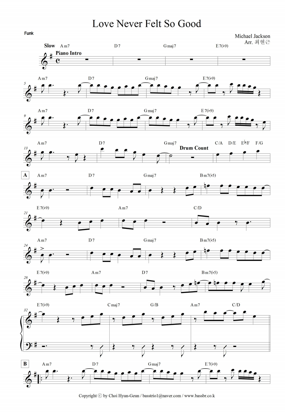 Michael Jackson - Love Never Felt So Good (Arrangement) 曲谱 by Choi Hyun ...