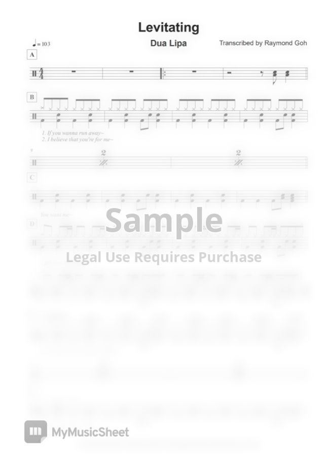 Dua Lipa - Levitating by Raymond Goh Sheet Music