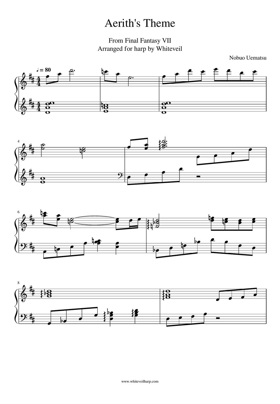 Nobuo Uematsu - Aerith's Theme Spartito by Whiteveil