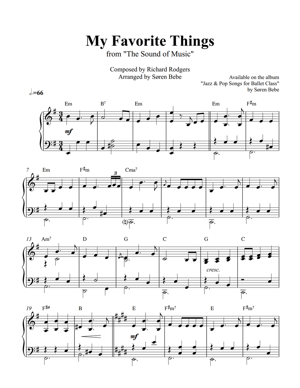 Rodgers & Hammerstein - My Favorite Things (The Sound of Music) - Piano ...