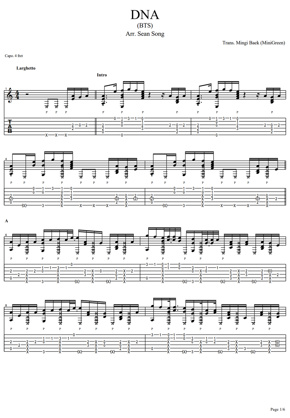 (BTS - 방탄소년단) - DNA楽譜