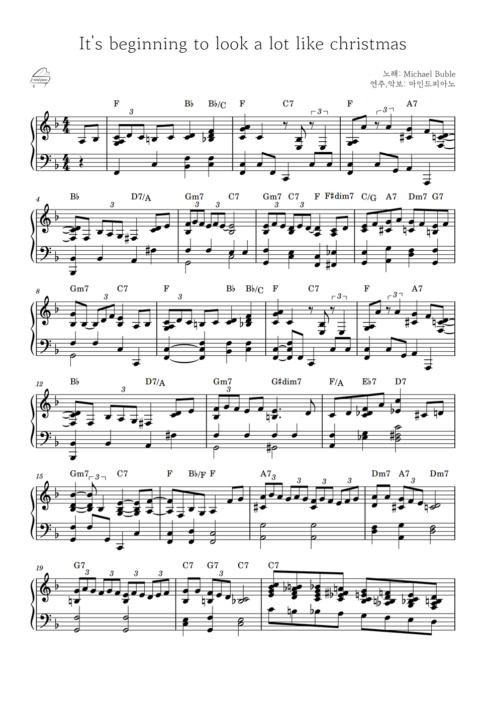 Jazz piano Carol - It's beginning to look a Lot Like Christmas for Solo ...