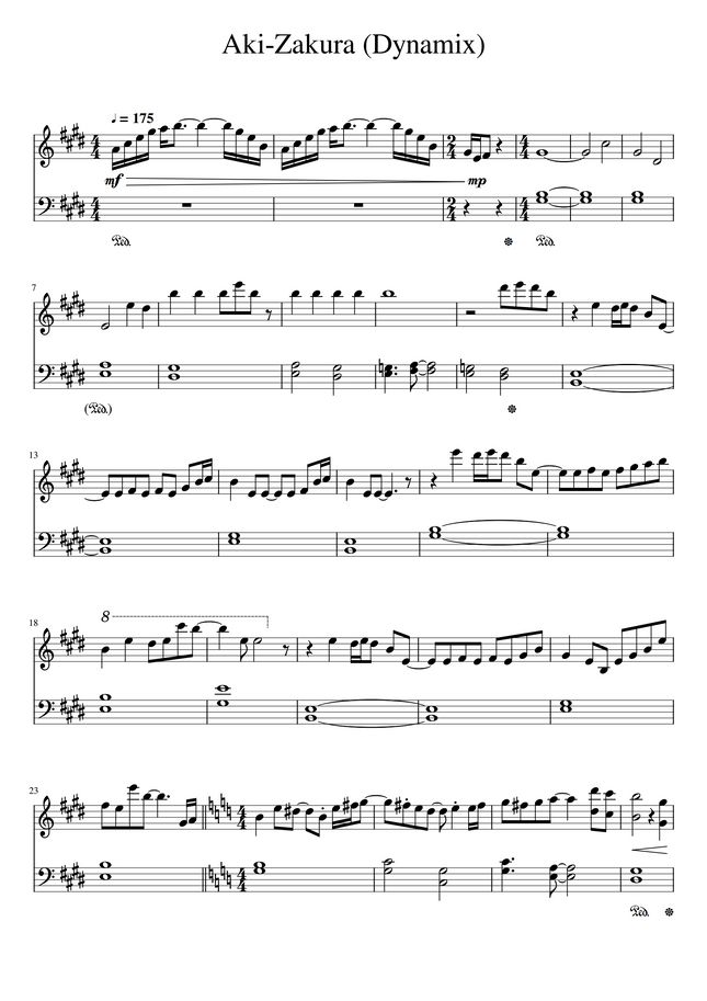 Jun Kuroda + はがね - 【Dynamix】Aki-Zakura－－piano sheet by maboroshi Sheet ...