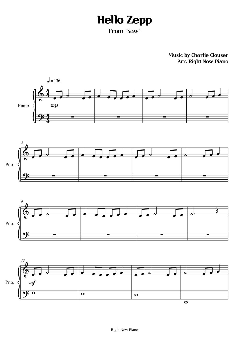 Saw - Hello Zepp 악보 by Right Now Piano