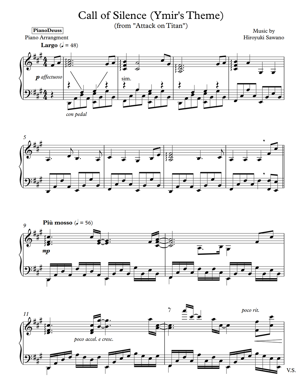 Attack On Titan OST - Call of Silence by PianoDeuss Partitura