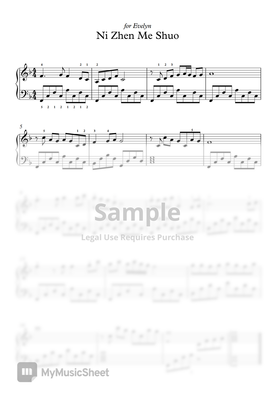 Teresa Teng - Ni Zen Mo Shuo Sheet by BitBit