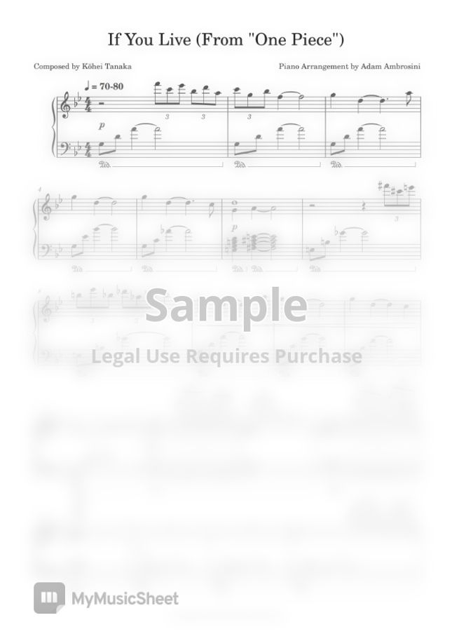One Piece - If You Live by Adam Ambrosini Sheet Music