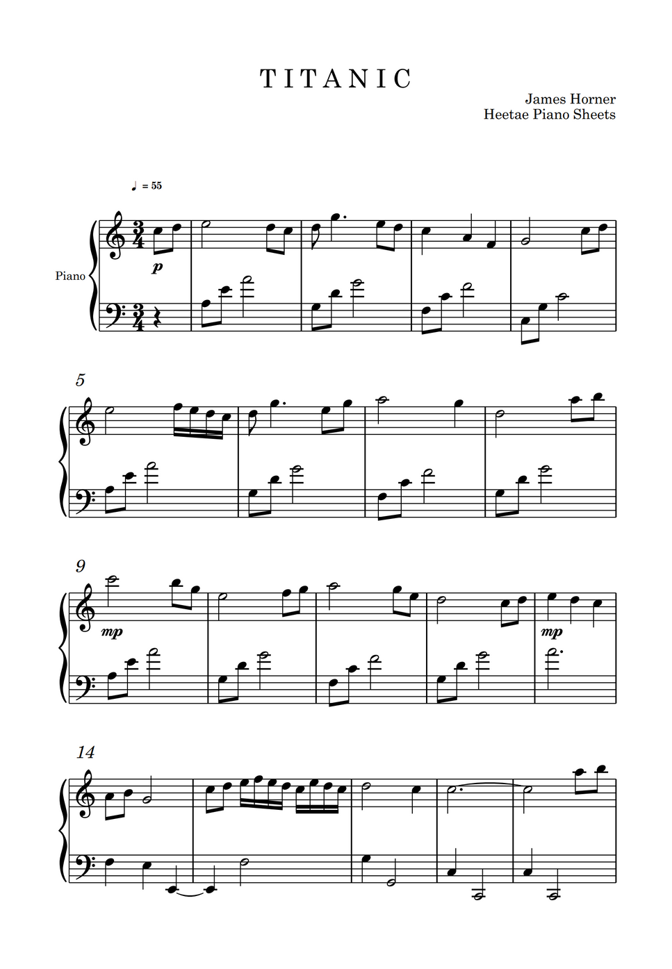 James Horner - Titanic Easy Piano by Heetae Bản nhạc