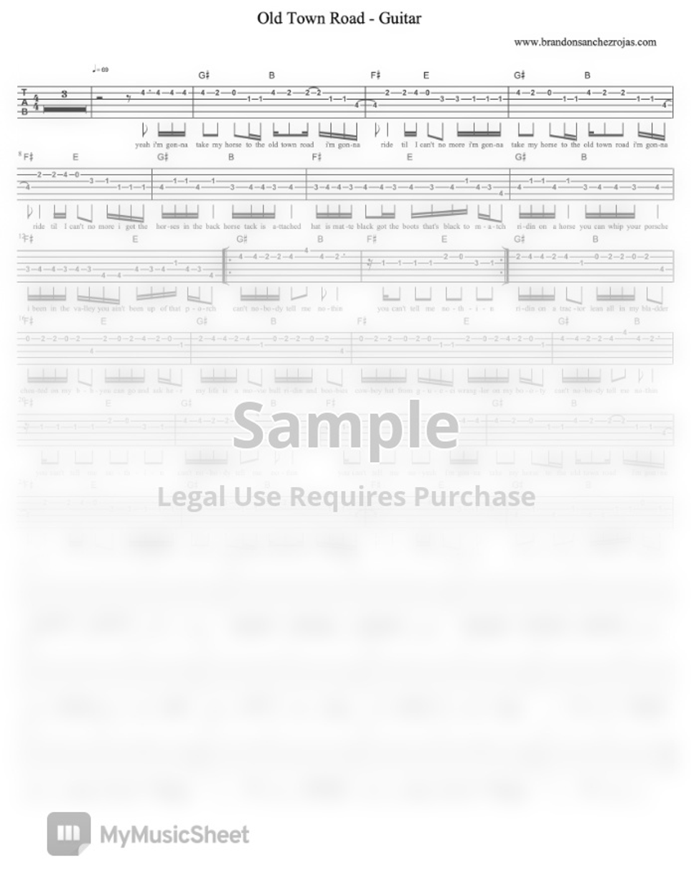 Old Town Road Guitar Tabs Nuty