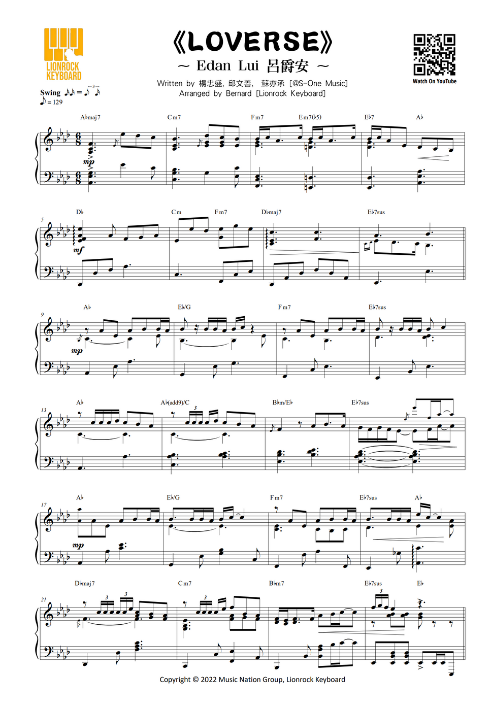 Edan 呂爵安 - LOVERSE Sheet by Bernard Hui