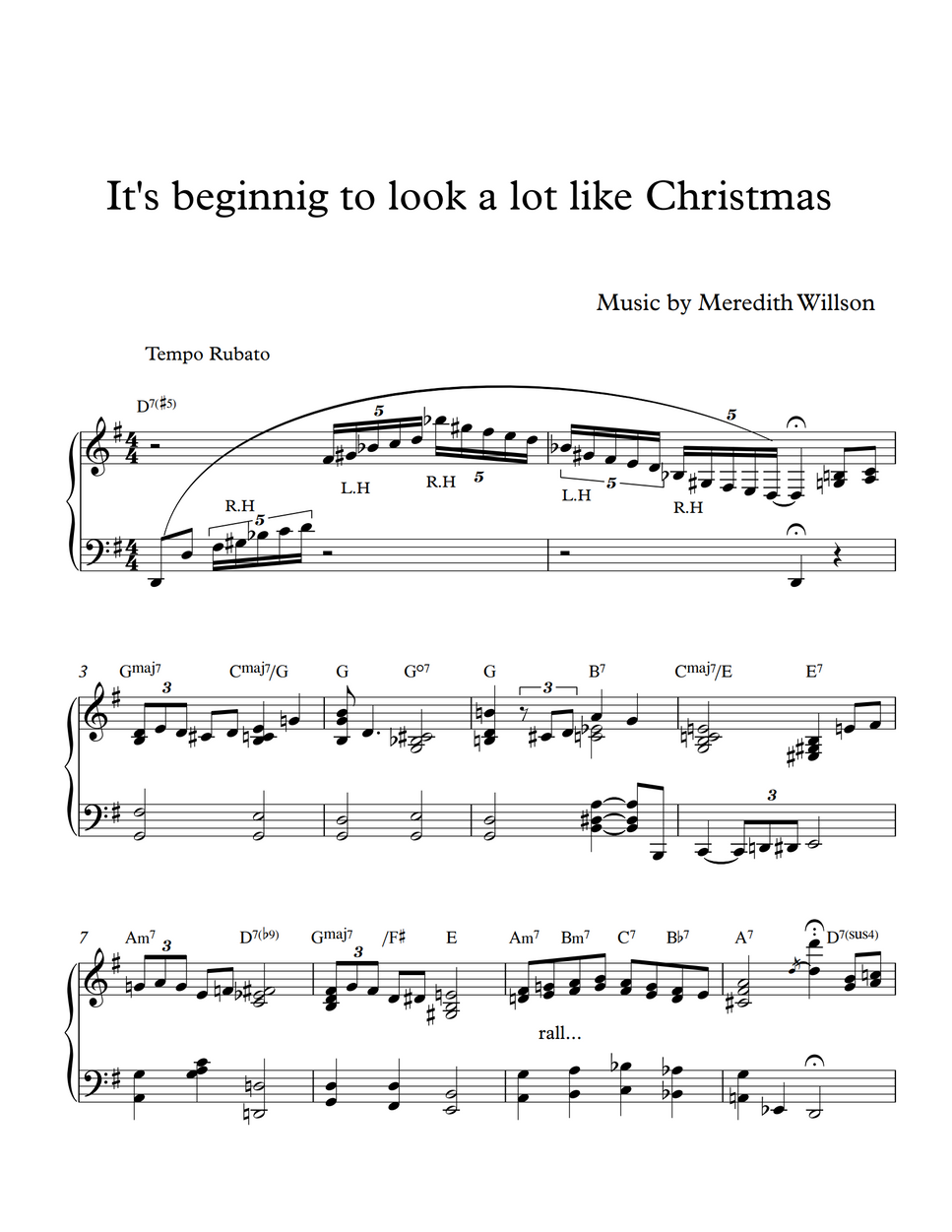 Meredith Willson - It's beginning to look a lot like Christmas (재즈 편곡) by MIWHA Sheet