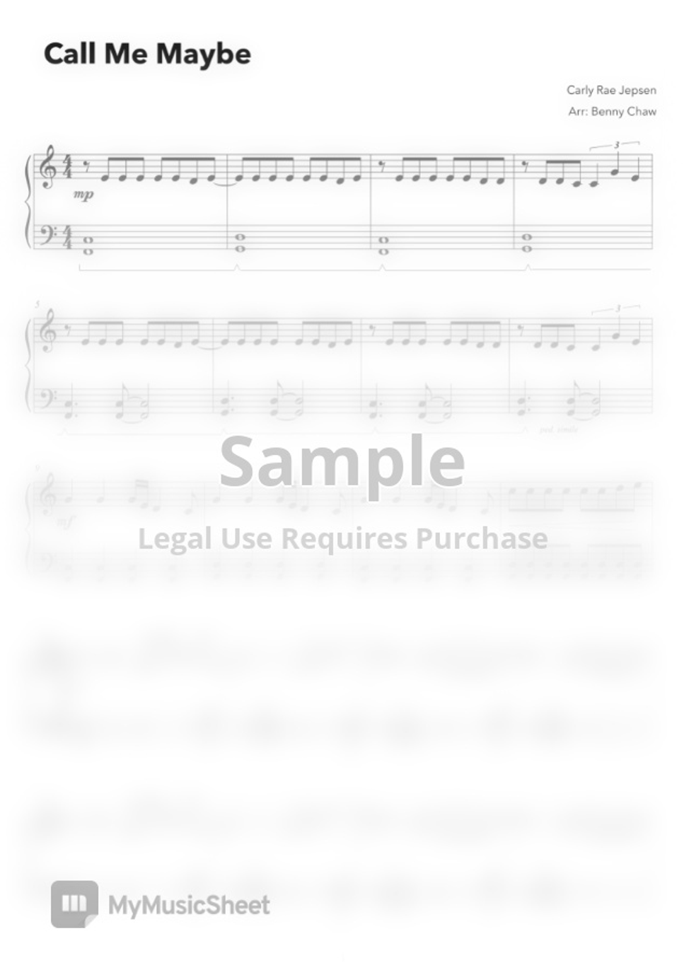Carly Rae Jepsen - Call Me Maybe by Benny Chaw Sheet