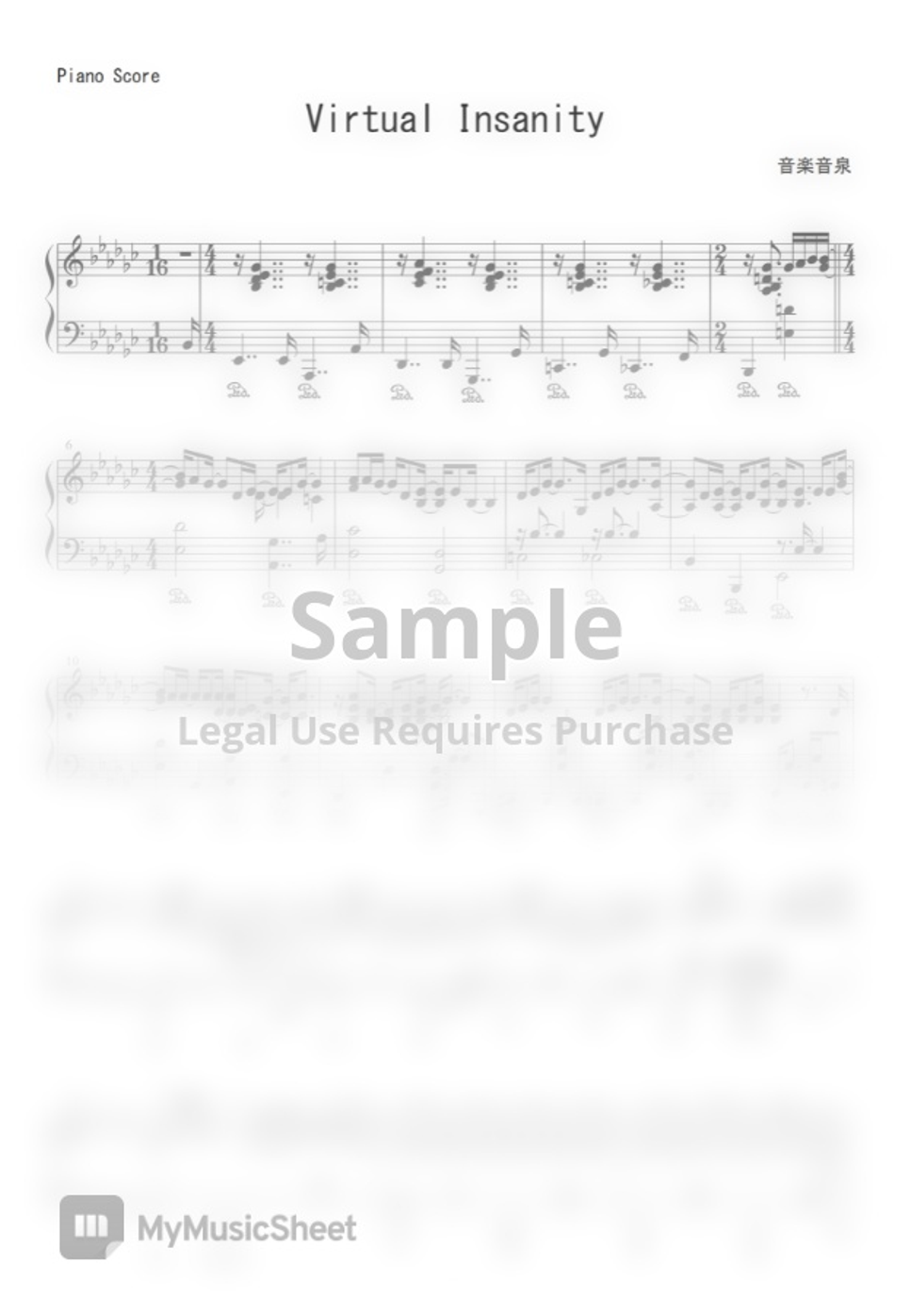 Jamiroquai - Virtual Insanity by OngakuOnsen نوتة