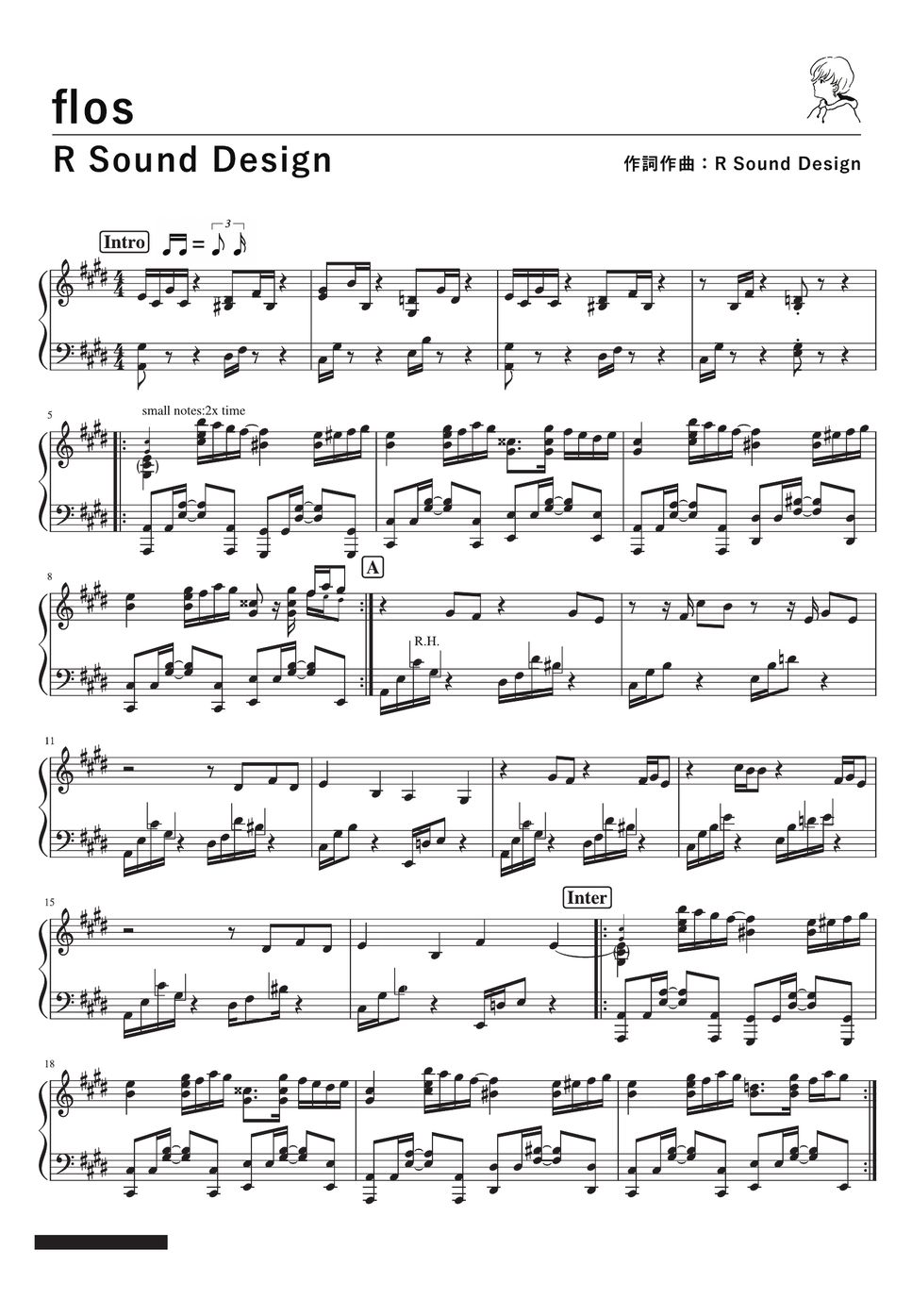R Sound Design - flos (Piano Solo) Partitura by 深根／Fukane