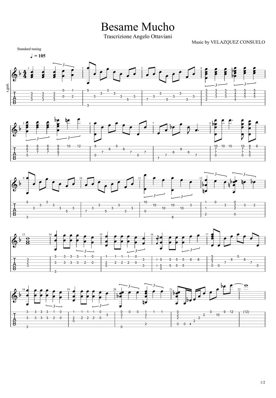 Besame Mucho - Fingerstyle TAB
