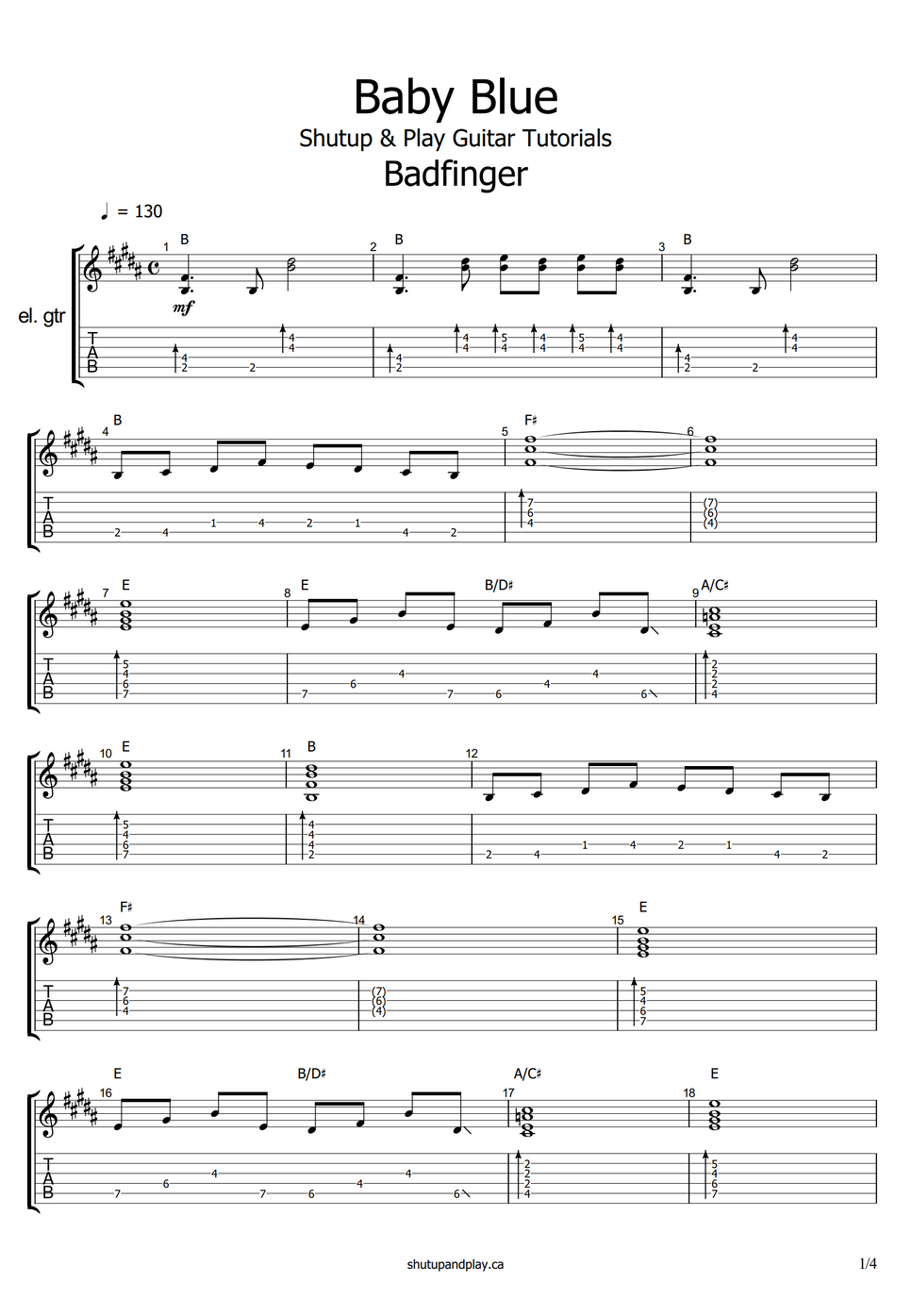 Badfinger - Baby Blue TAB by Shutup & Play Guitar Tutorials