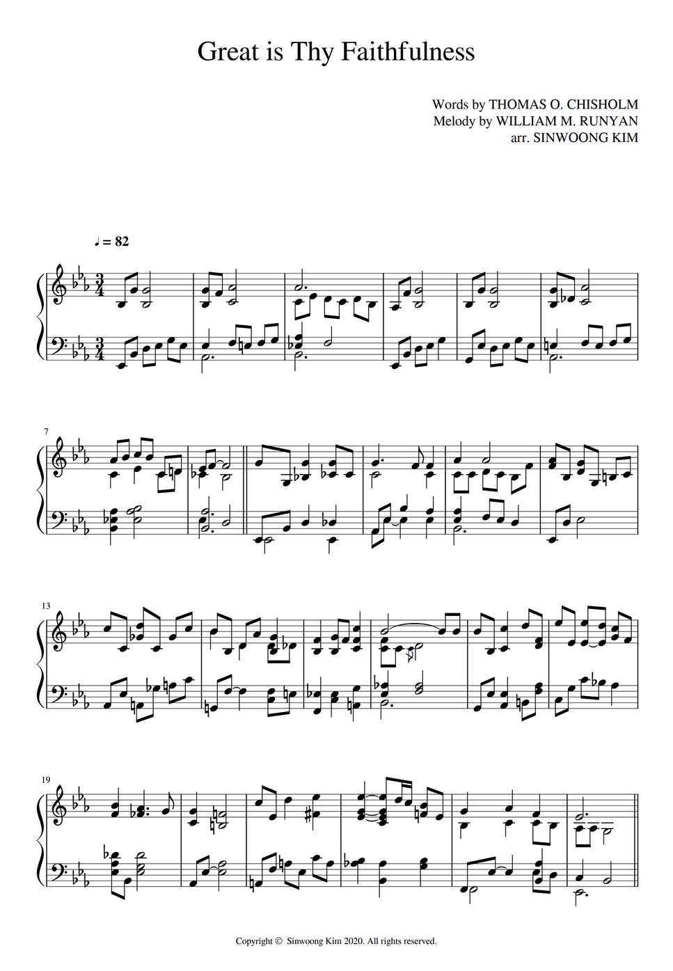 Hymn - Great is Thy Faithfulness by Paul Kim 樂譜