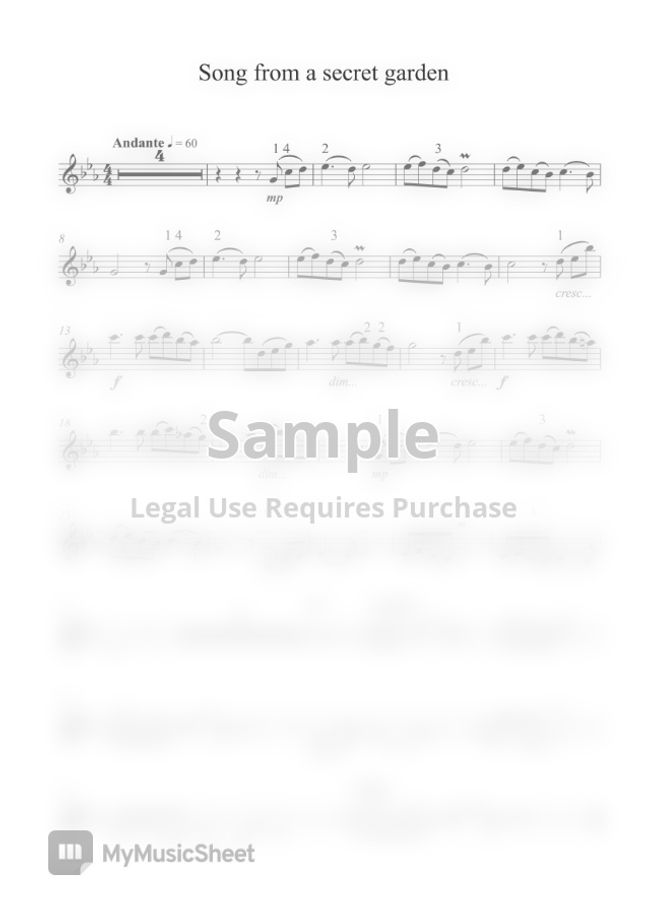 Rolf Lovland - Song from a secret garden by KVK Sheet Music