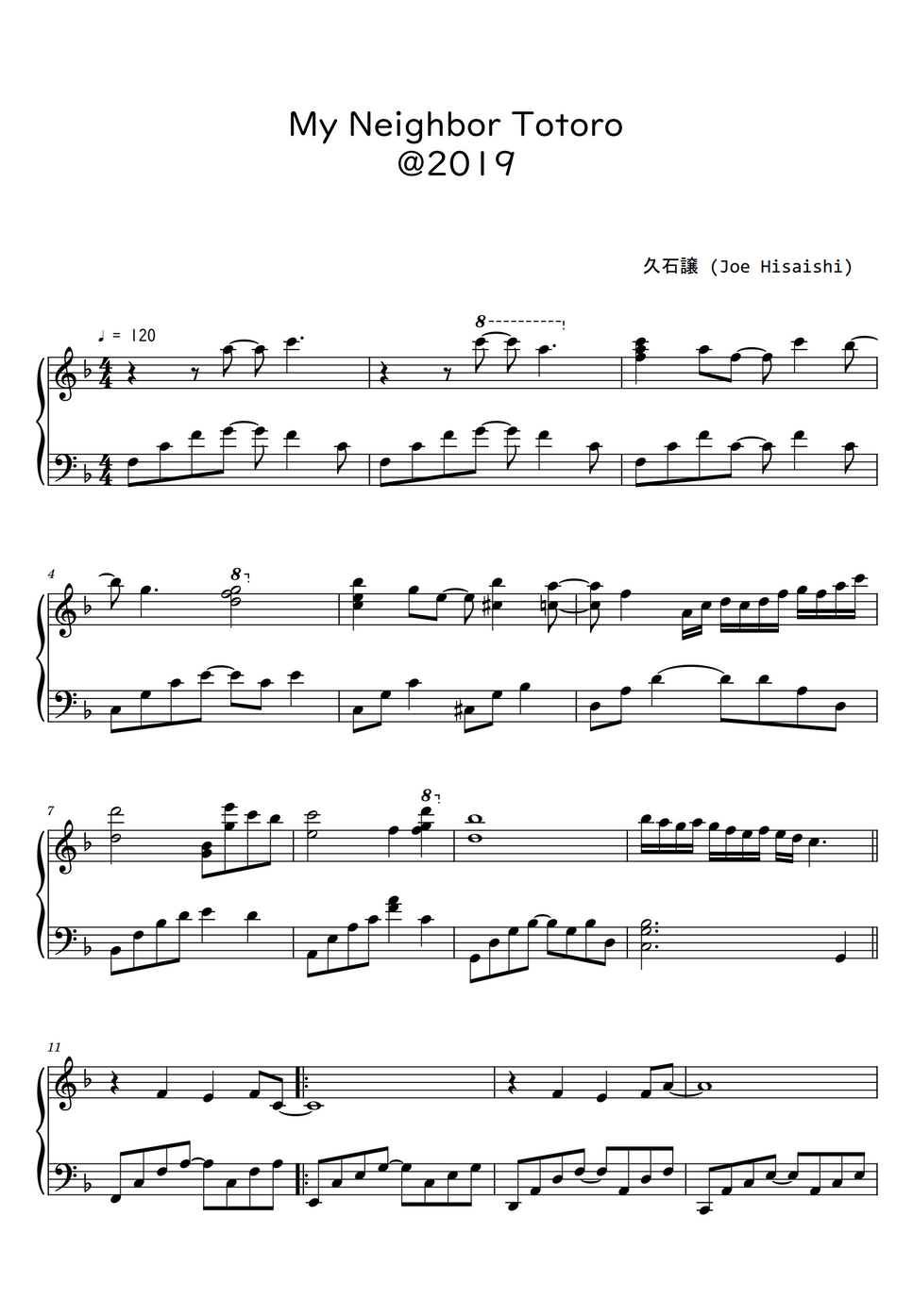 Joe Hisaishi - My Neighbor Totoro @2019 (Sheet Music, MIDI,) by Roxette ...