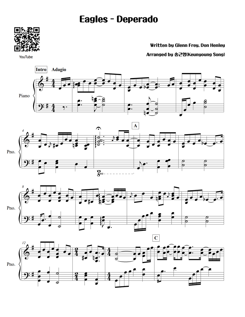 Eagles - Desperado by Keunyoung Song Spartito