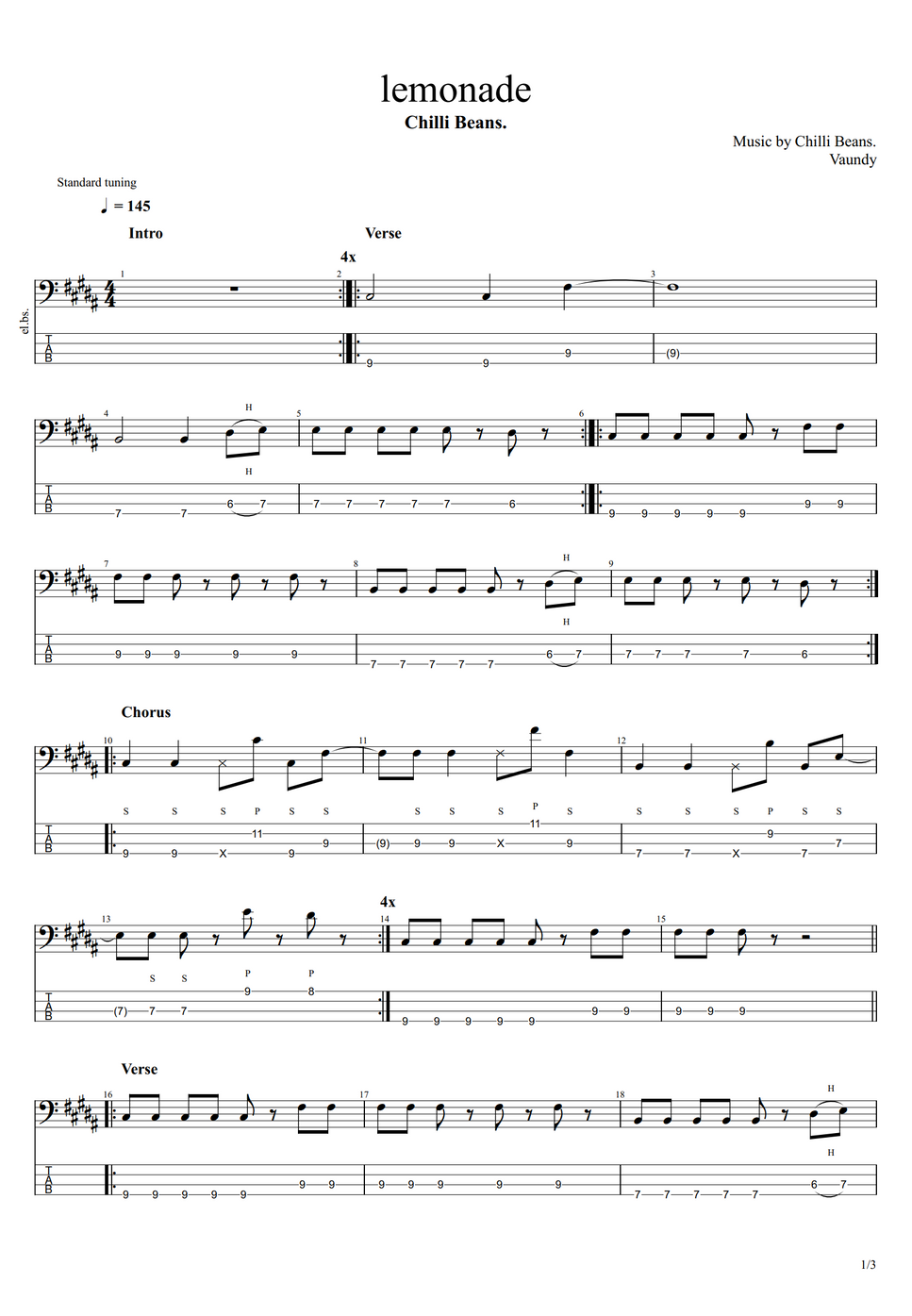 Chilli Beans. - lemonade タブ by まっきん