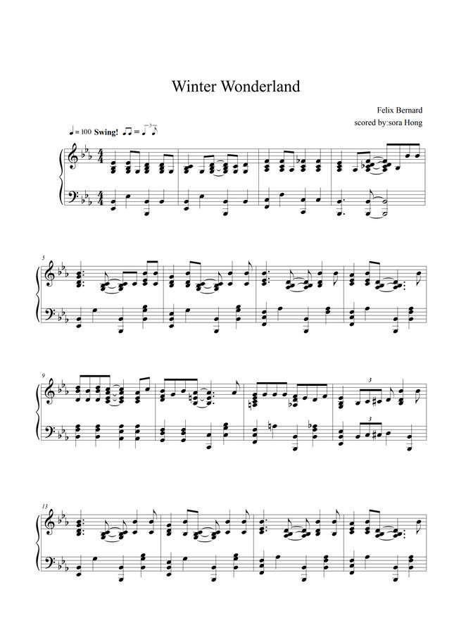 Felix Bernard - Winter Wonderland by sora Hong Sheet Music